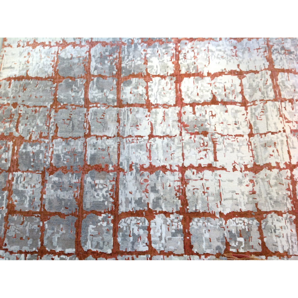 Grid Rust and Silver Rug – Aga John Oriental Rugs