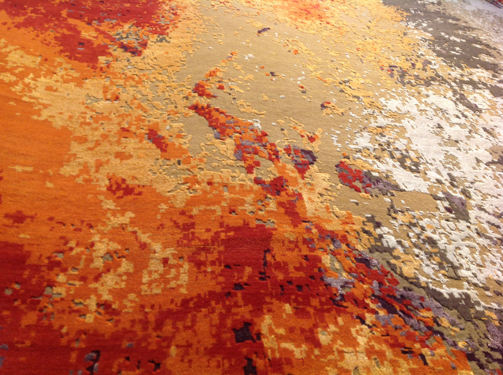 Abstract Rust and Silver Rug – Aga John Oriental Rugs