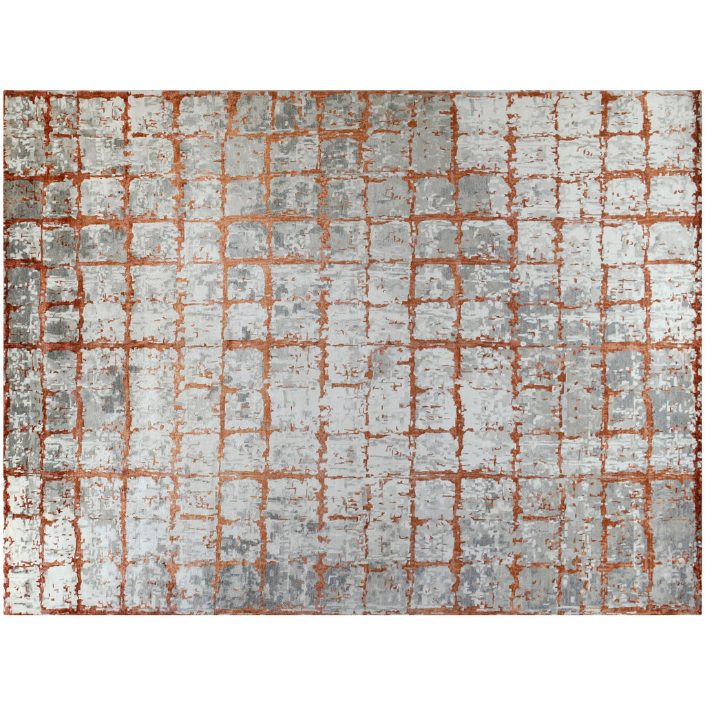 Grid Rust and Silver Rug – Aga John Oriental Rugs